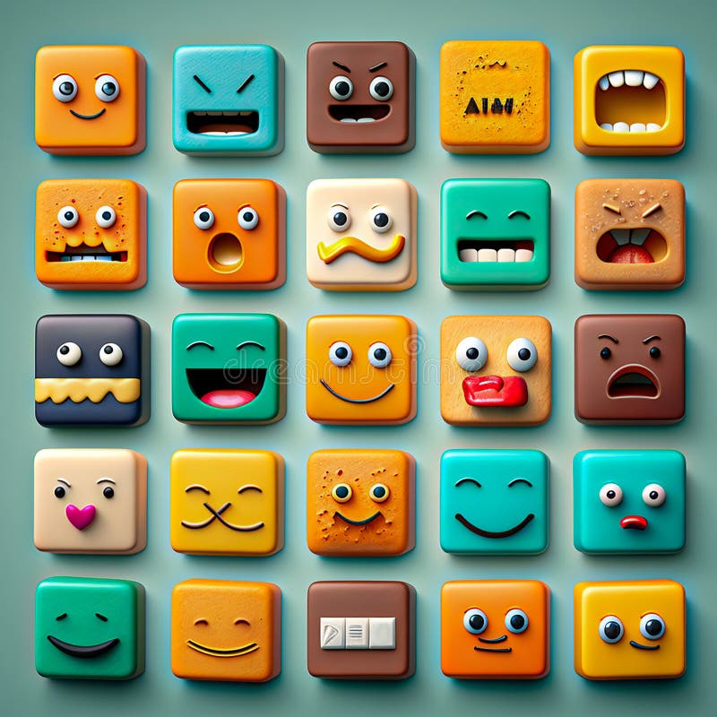 A Large Set of Emojis of Different Shapes. Express Different Emotions ...