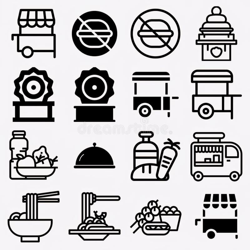 Big Set of Food Icons in Vector Stock Illustration - Illustration of ...