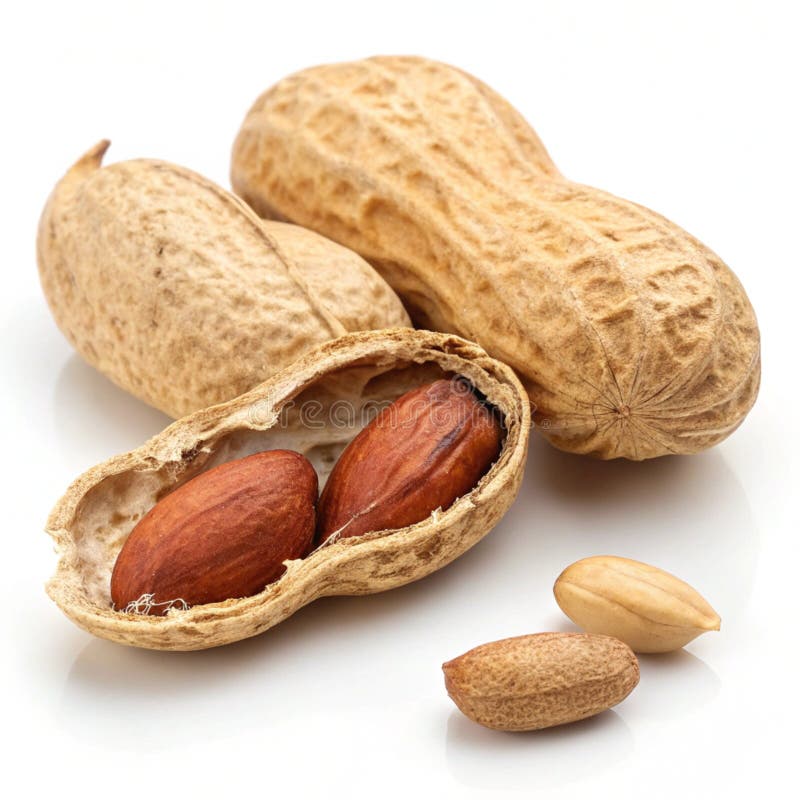 Large Set of Groundnuts, Shelled and the Shell, Isolated on White Stock ...