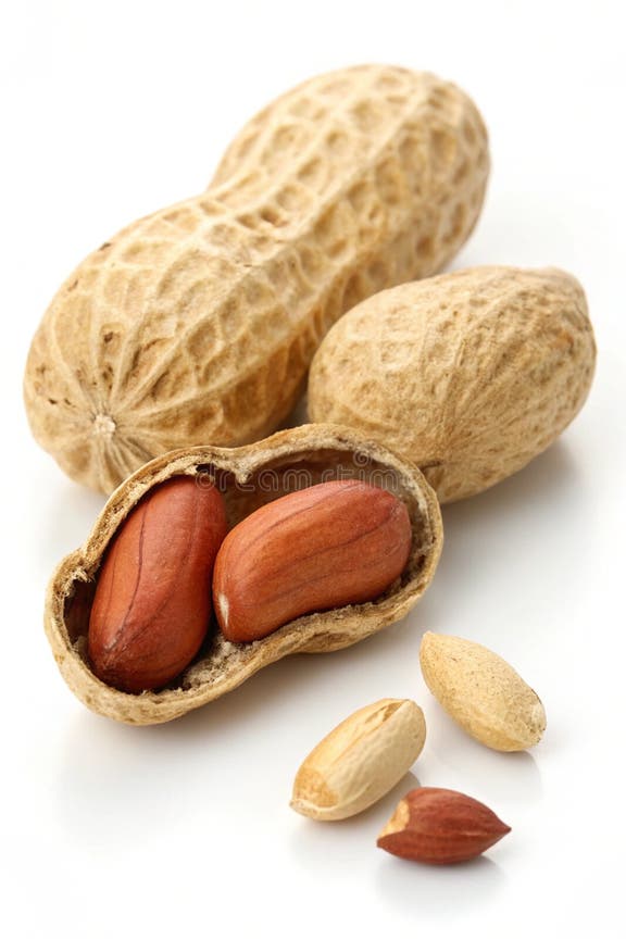 Large Set of Groundnuts, Shelled and in the , Isolated on White Stock ...