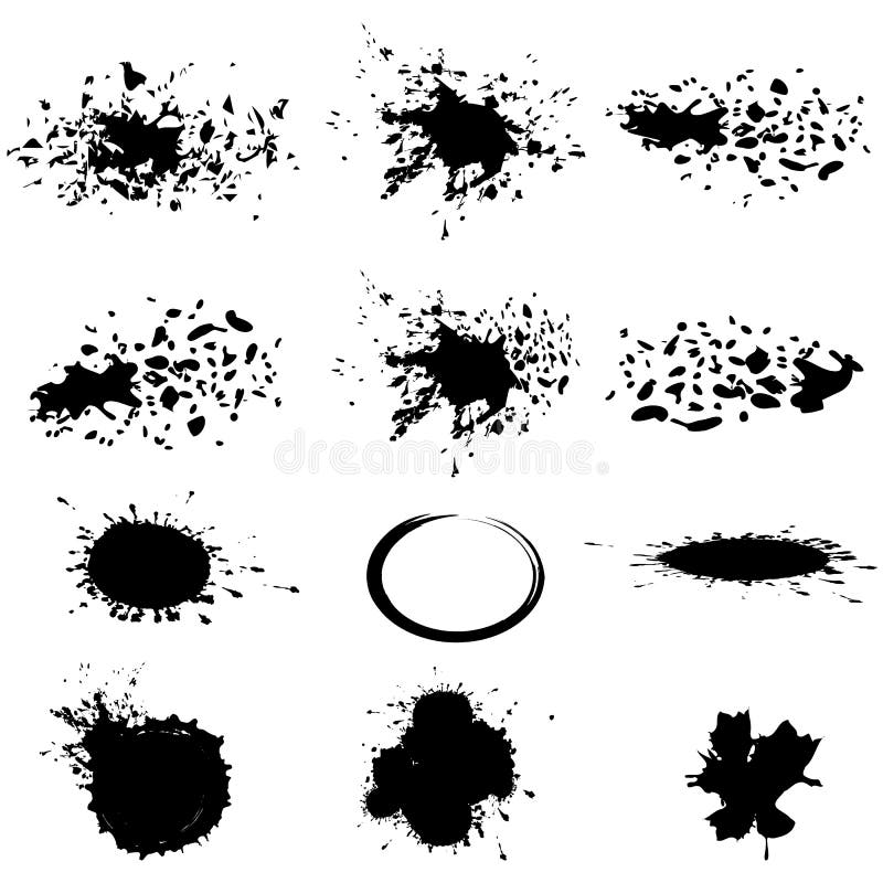 Large Set of Grunge Splatters Stock Vector - Illustration of artistic ...