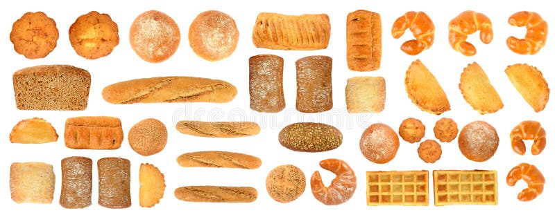 Large Set Healthy Bread Products Stock Image - Image of background ...