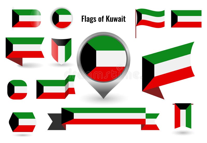 A Large Set of Icons and Signs with the Flag of the Kuwait. Stock ...