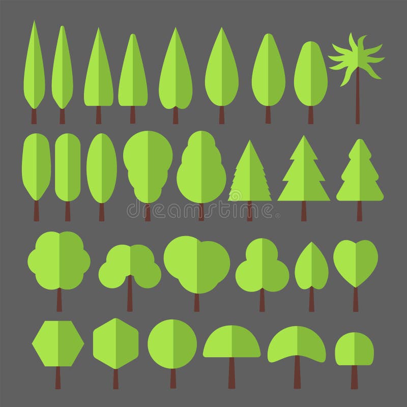 Large Set of Isolated Icons of Trees in High Resolution. Stock Vector ...