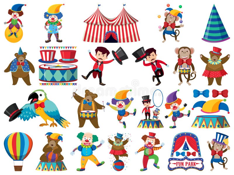 Large Set of Isolated Objects of Circus Stock Vector - Illustration of ...