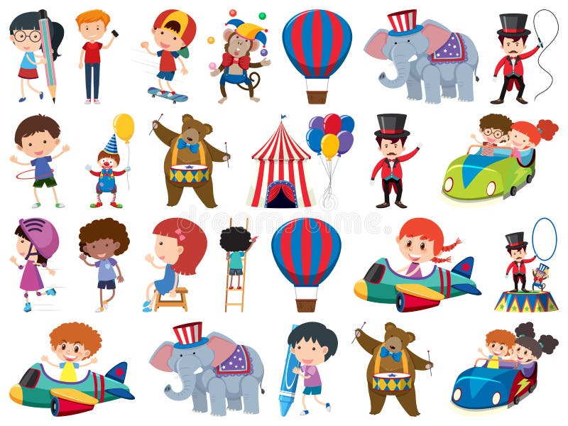 Large Set of Isolated Objects of Kids and Circus Stock Vector ...