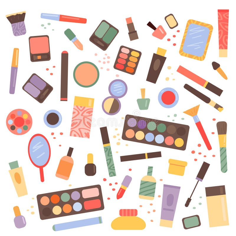 A Large Set of Makeup. Different Cosmetics and Accessories. Set of ...