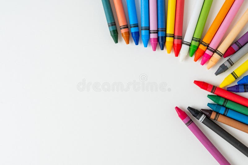 Large Set of Multi-colored Children S Wax Crayons on a White Background ...