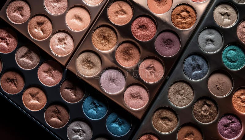 A Large Set of Multi Colored Eyeshadow Palette in a Row Generated by AI ...