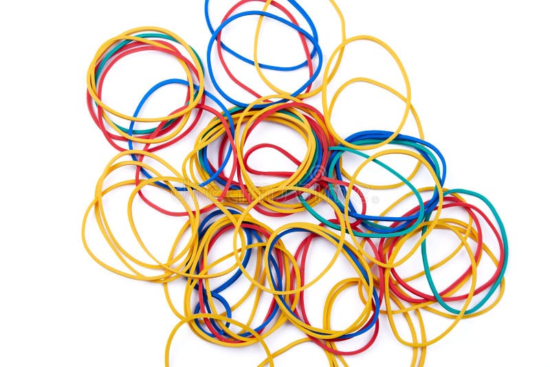 Large Set of Multi-colored Rubber Bands Photographed on a White ...