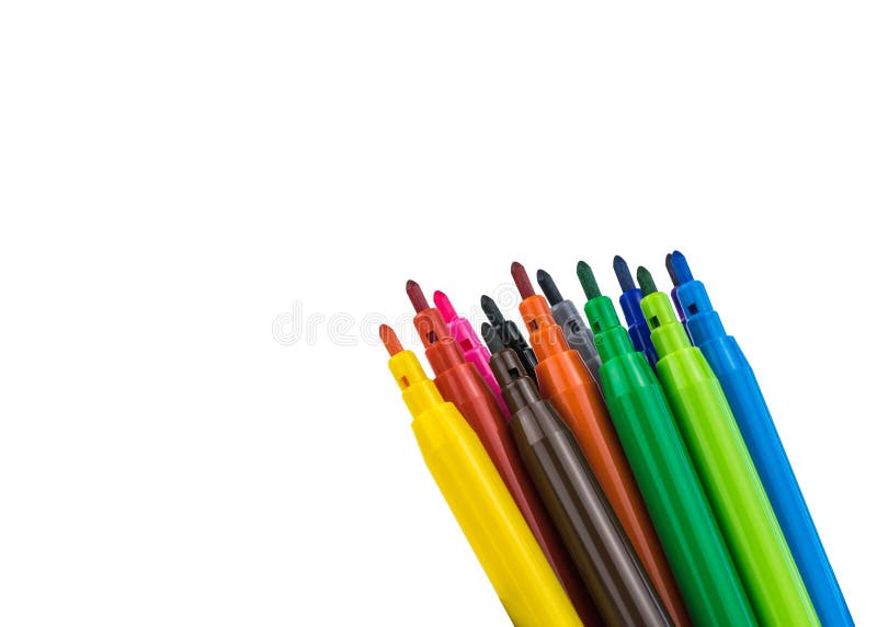 A Large Set of Multicolored Markers Isolated on a White Background ...