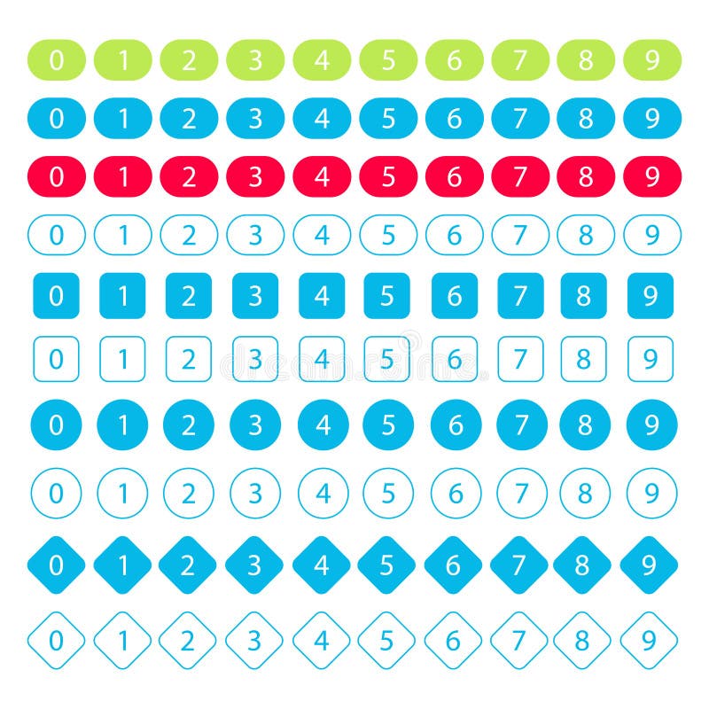 Large Set of Multicolored Notification Icons with Numbers. Stock ...