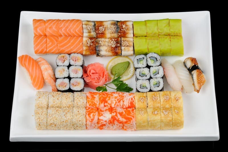 Large set of rolls stock photo. Image of green, appetizer - 34552138