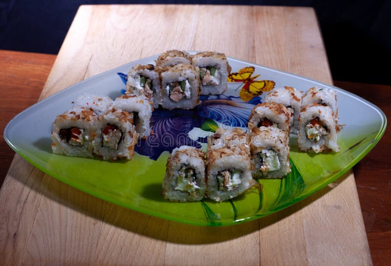 Large Set of Rolls on a Plate Stock Photo - Image of susi, large: 176430014