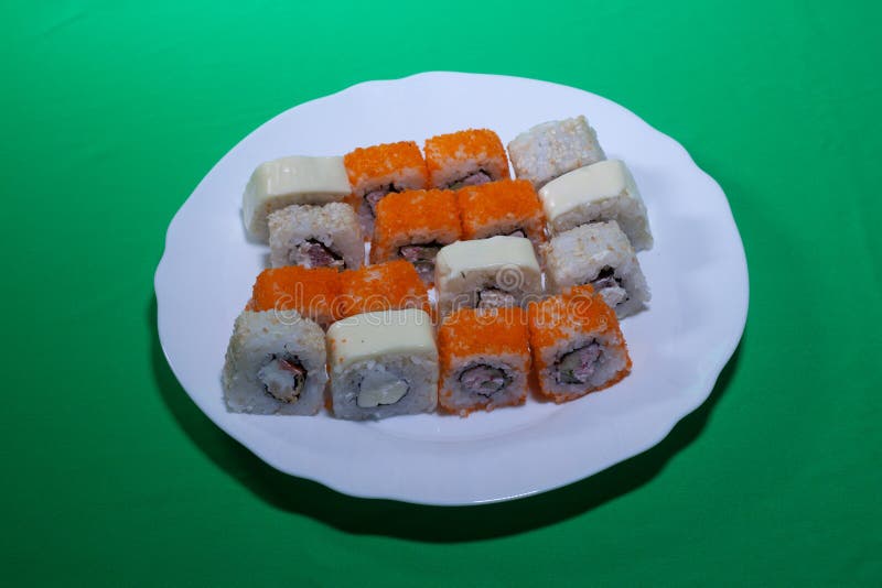 Large Set of Rolls on a Plate Stock Image - Image of restaurant, susi ...