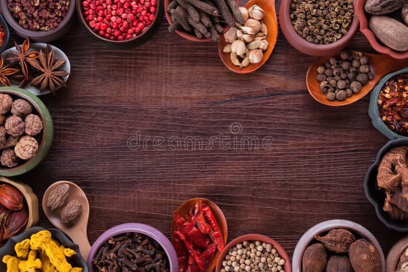 Large Set of Spices and Seasonings Top View Stock Photo - Image of ...