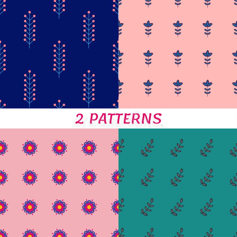 Large Set of Spring and Summer Patterns. Vector Illustration with ...
