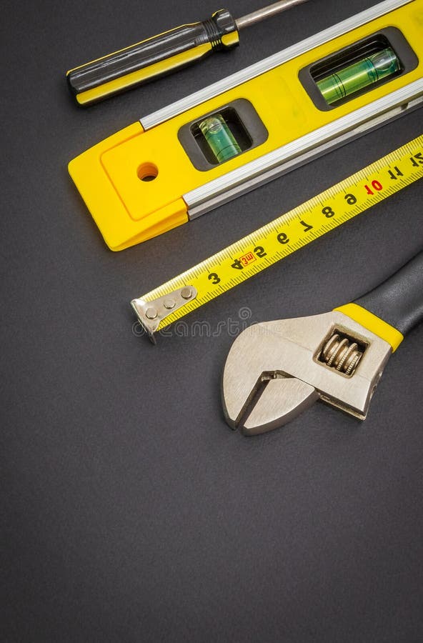 Large Set of Tools on Black Background Prepared by the Master before ...