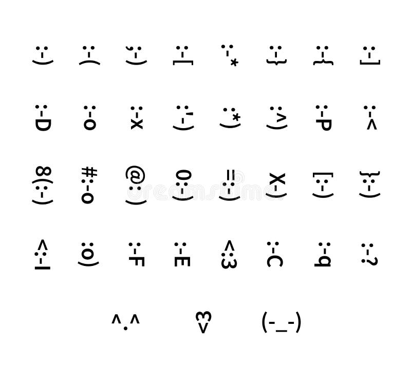 Large Set of Typography Smiley Icons Stock Vector - Illustration of ...