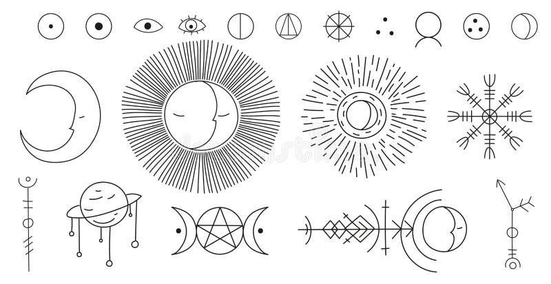 A Large Set of Various Magical Symbols and Signs. Esoteric Elements ...