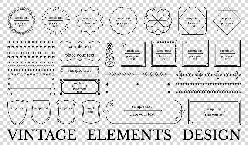 Large Set of Vintage Elements Design - Different Vector Illustrations ...