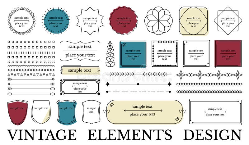 Large Set of Vintage Elements Design - Different Vector Illustrations ...