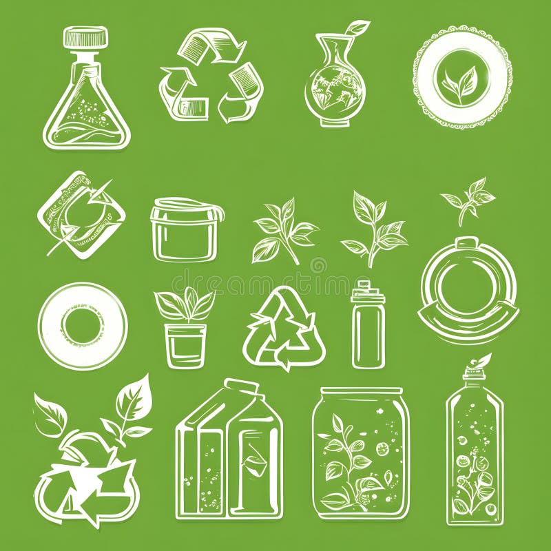 Large Set of Zero Waste Elements. Eco-friendly Design with Recyclable ...