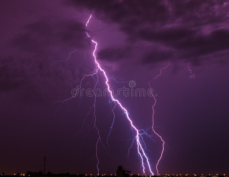 Lightning Fall in the Urban. Stock Image - Image of cloud, dramatic ...