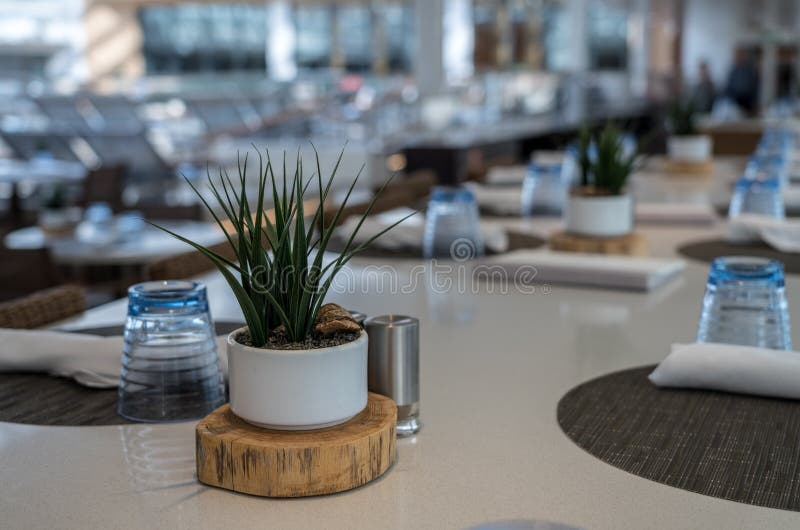 Large Shared Table in Restaurant or Cafe Stock Photo - Image of space ...