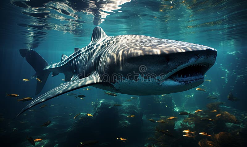 Large Shark Swimming in the Ocean Stock Image - Image of fish ...