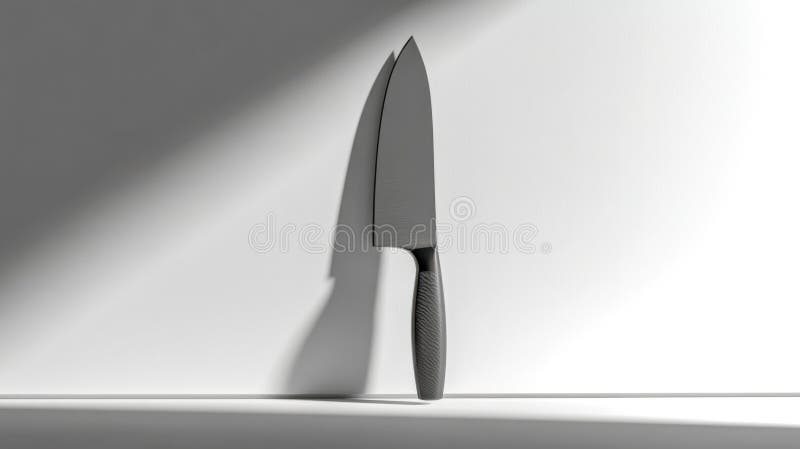 Large Sharp Chef Knife Casting a Shadow on White Background Stock Photo ...