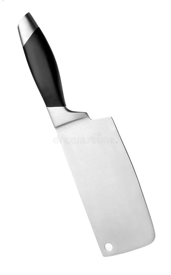 Large Sharp Cleaver Knife with Black Handle Isolated Stock Photo ...