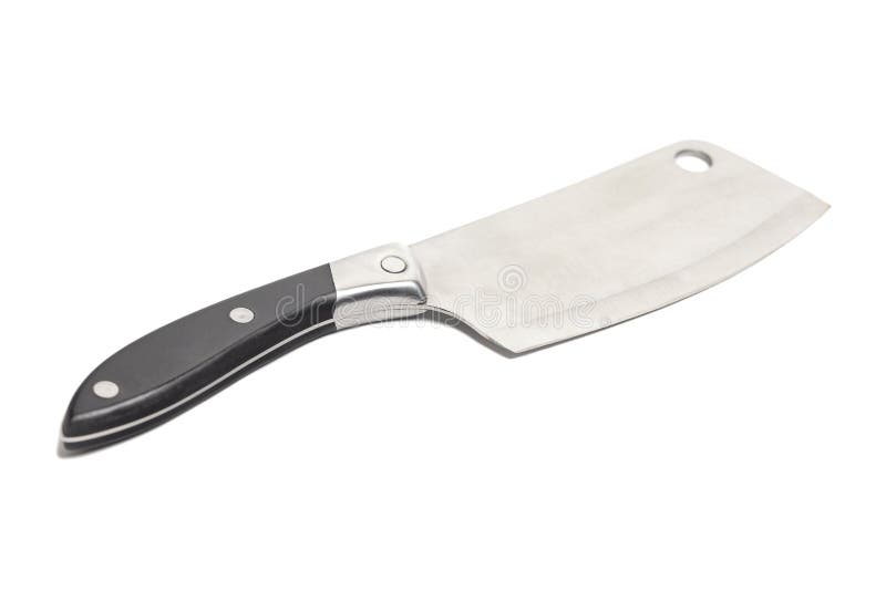 Large Sharp Cleaver Knife Isolated on White Stock Photo - Image of ...