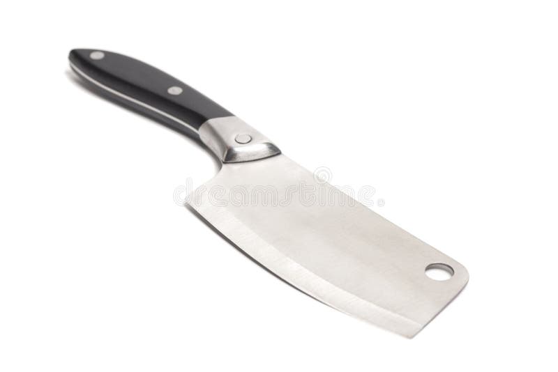 Large Sharp Cleaver Knife Isolated on White Stock Image - Image of ...