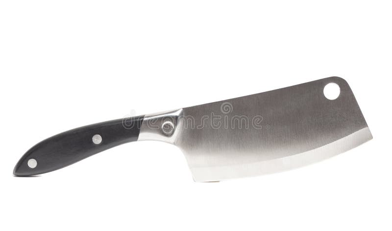 Large Sharp Cleaver Knife Isolated on White Stock Image - Image of ...