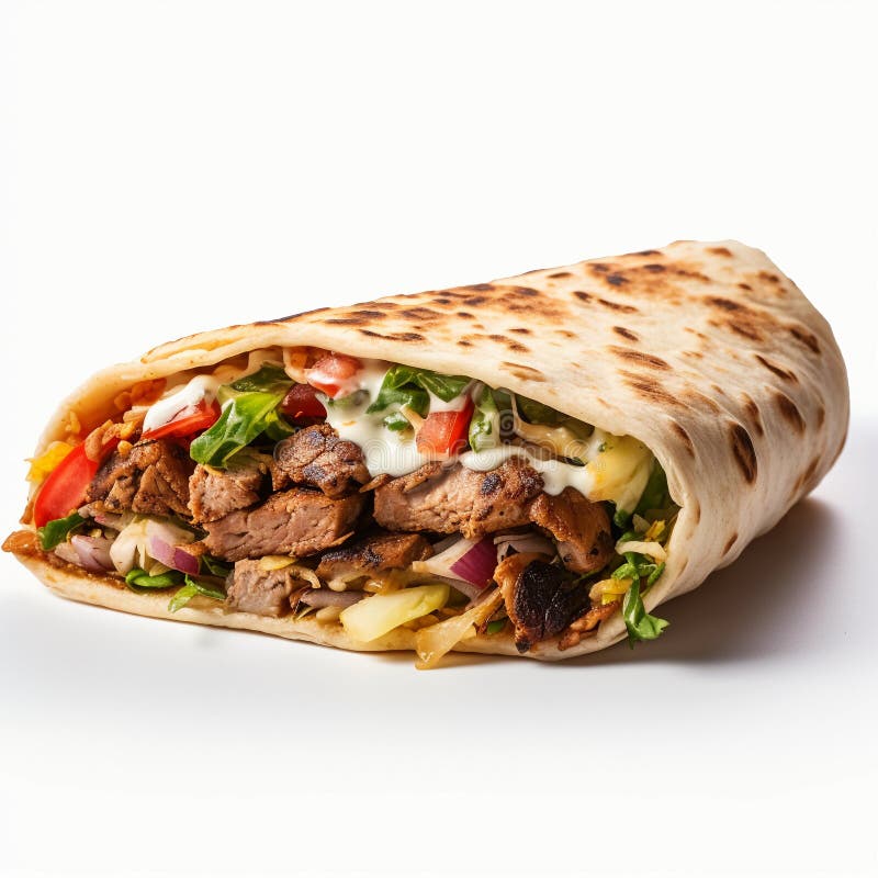 Large Shawarma on a White Background Stock Illustration - Illustration ...