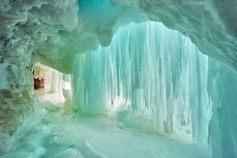 Large Sheet of Blue Icicles Inside of Ice Cavern Stock Photo - Image of ...
