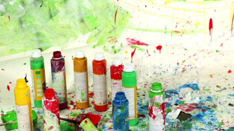 Large Sheet of White Paper All Splashed by Paints Stock Video - Video ...