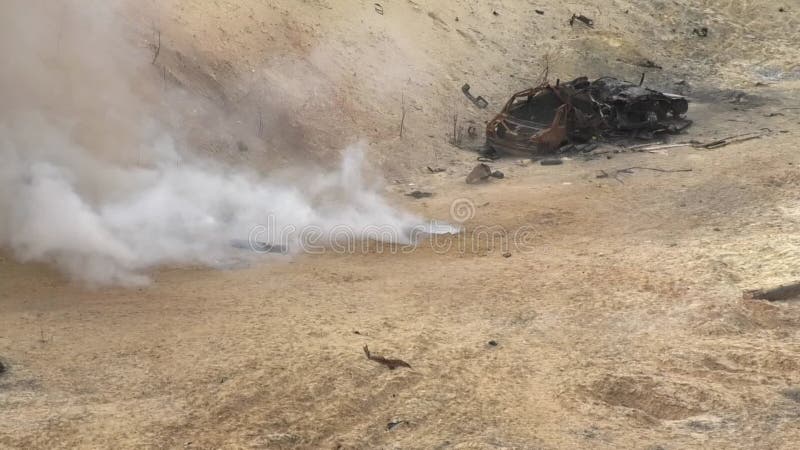 A Large Shell Explodes at the Training Ground. Stock Footage - Video of ...
