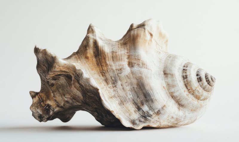 A Large Shell is Laying on a White Surface Stock Image - Image of ...
