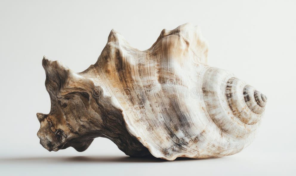 A Large Shell is Laying on a White Surface Stock Image - Image of ...