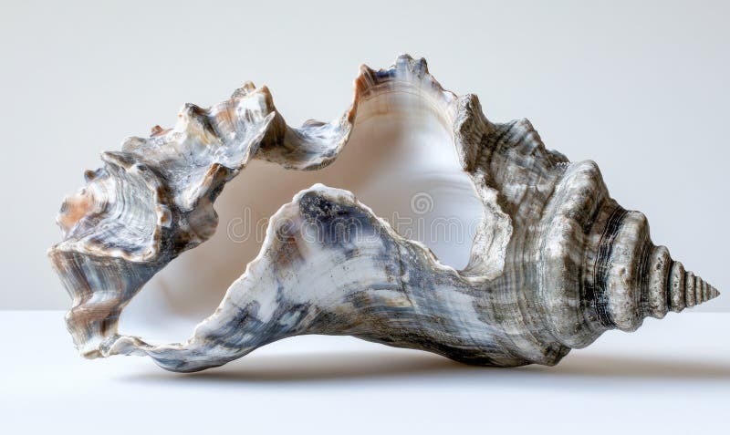 A Large Shell is Laying on a White Surface Stock Image - Image of brown ...