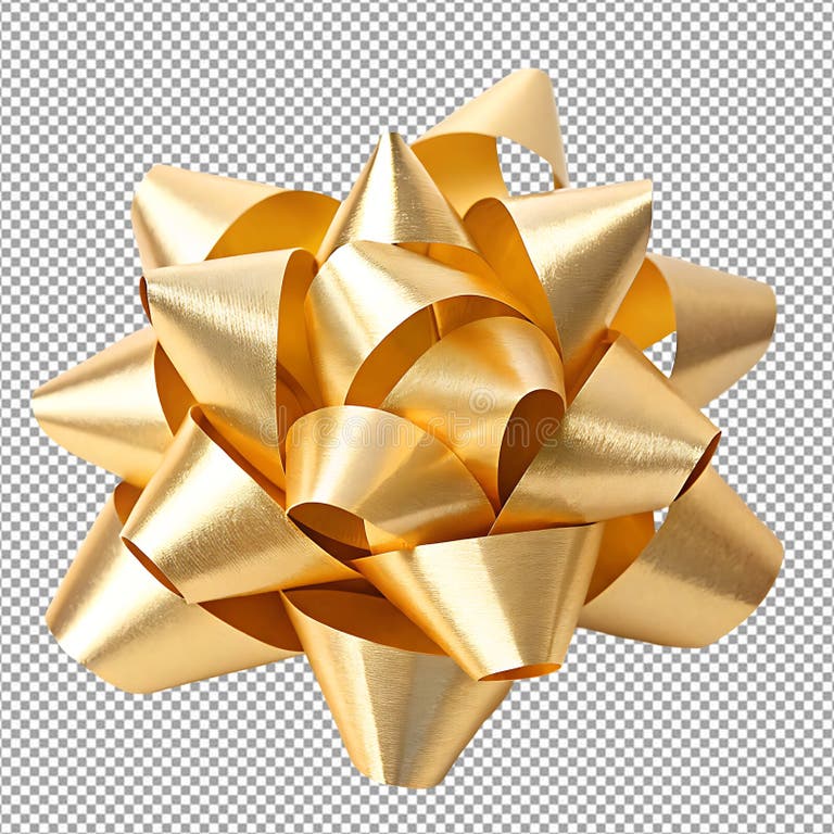 A Large, Shiny Gold Bow with Multiple Loops and Points Stock Photo ...