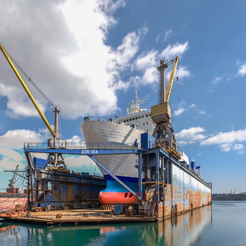 Large Ship in Dry Dock of Shipyard Editorial Stock Photo - Image of ...