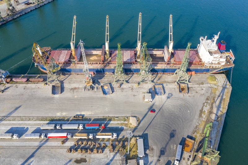 A Large Ship Loading Grain for Export. Water Transport Stock Image ...