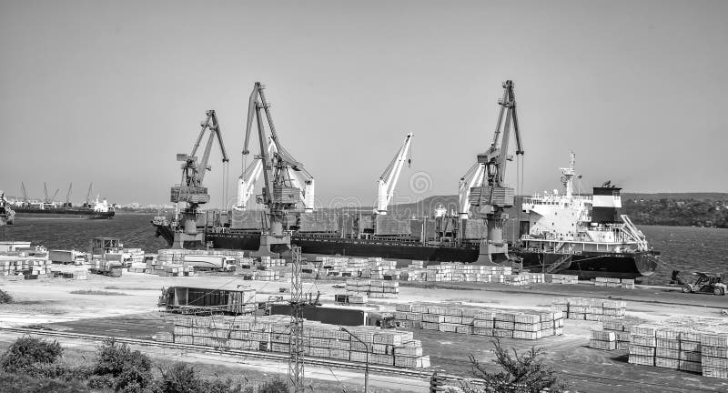 Large Ship Loading Grain for Export. Water Transport Stock Image ...