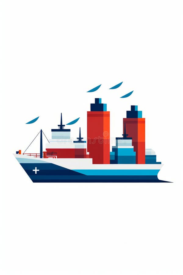 Large Ship with Lot of Buildings on it S Side. Generative AI Stock ...