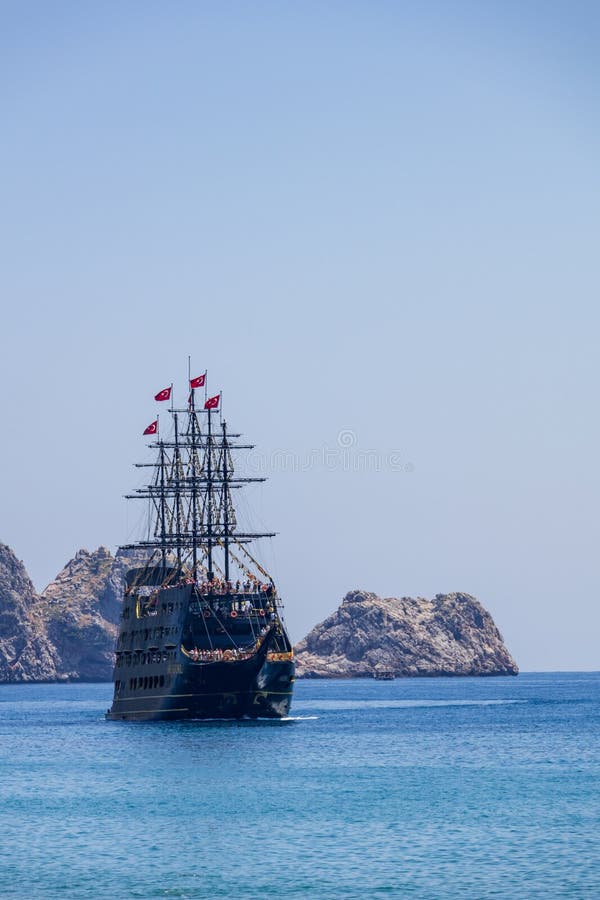 A Remarkably Impressive Ship is Gracefully Floating in the Vast Ocean ...