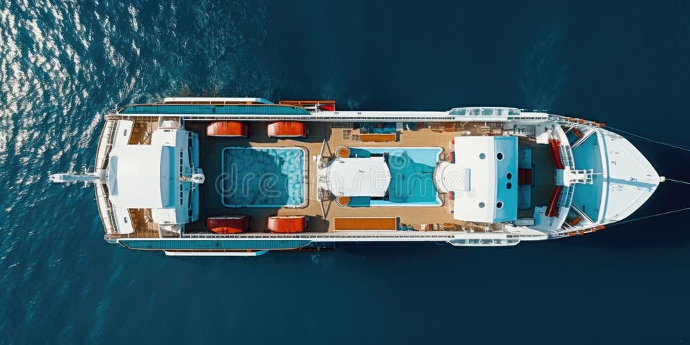 Large Ship with Pool on Deck Stock Image - Image of getaway, nautical: 383164387