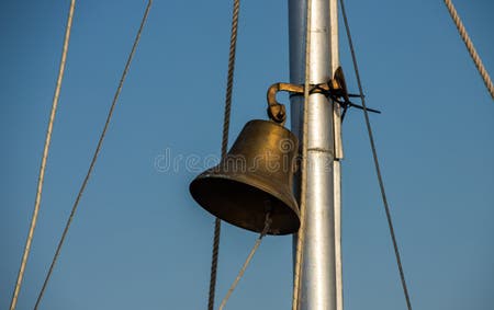 Large Ship S Bell with Large Clapper on a Cruise Ship at Blue Sky Stock ...